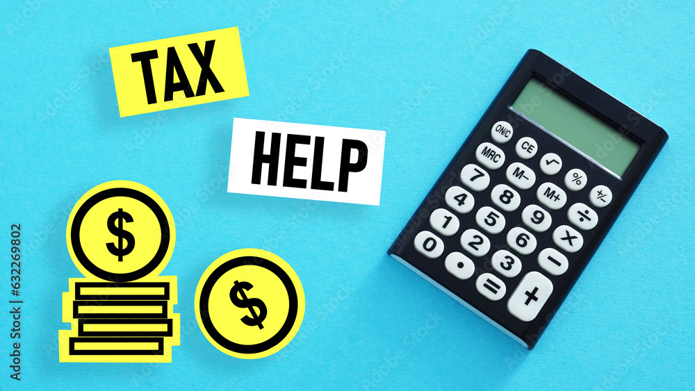 Tax Help is shown using the text and photo of calculator and picture of ...
