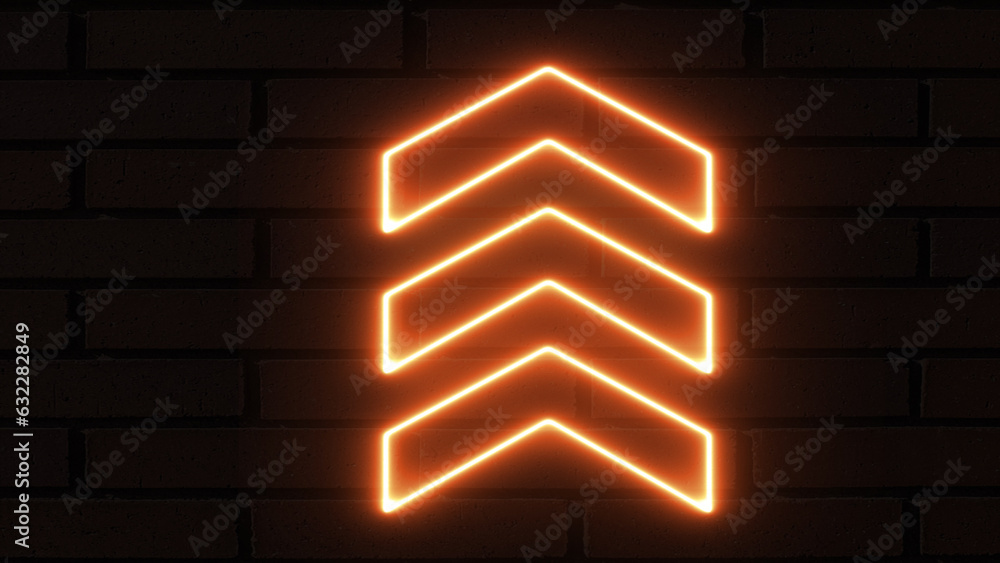 Glowing directional arrow neon sign. Set of bright red neon light ...