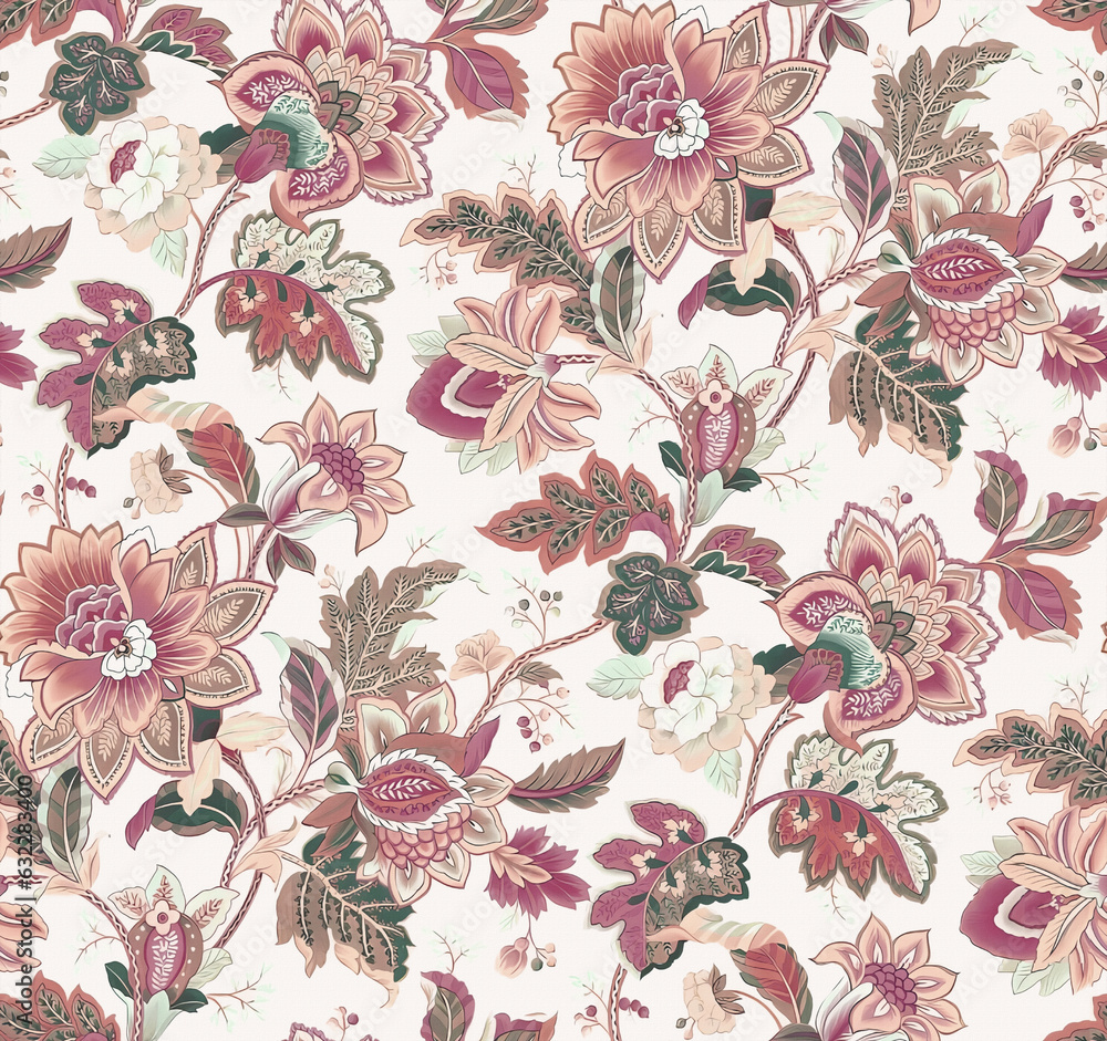 Seamless traditional Indian motif pattern Stock Illustration | Adobe Stock