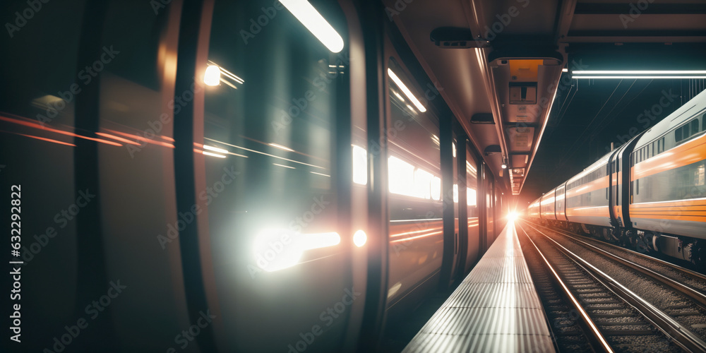 fast moving metro, subway train, LRT. A high-speed subway train hurtles ...