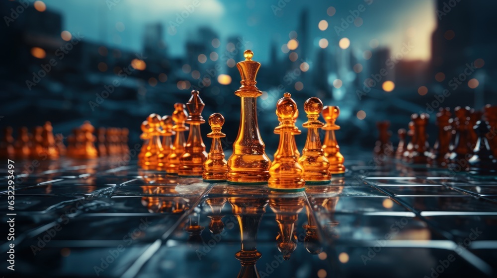 Mystery and magical minimal chess theme scene for marketing background ...