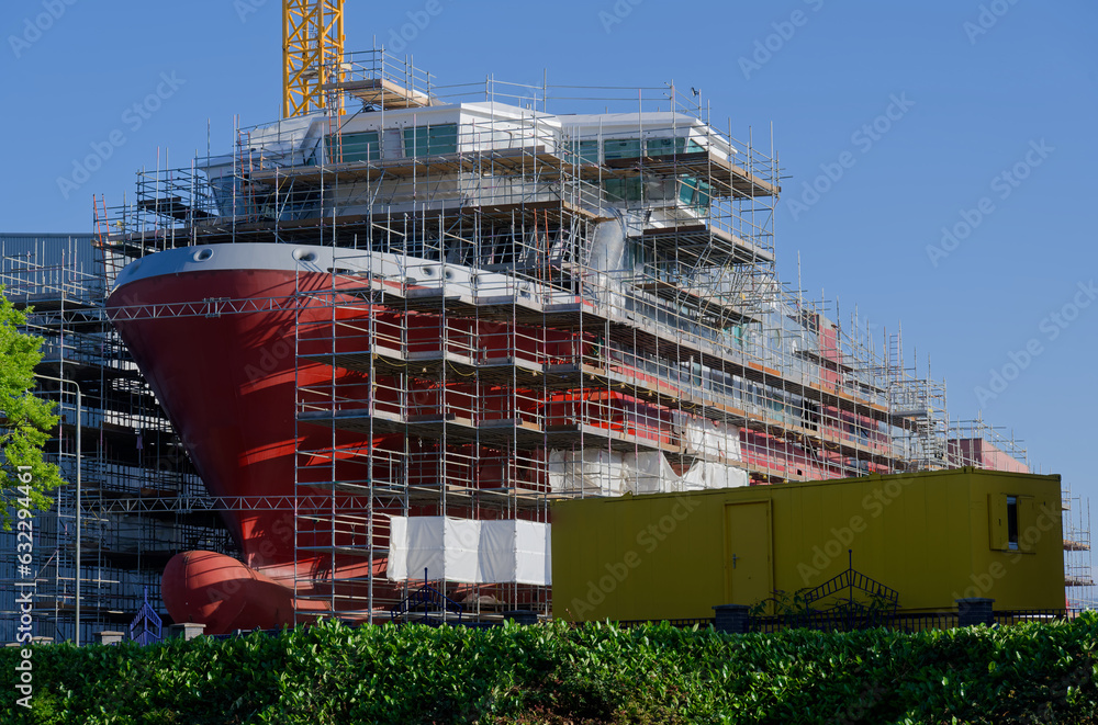 New ferry in construction in ship yard at Port Glasgow Stock Photo ...