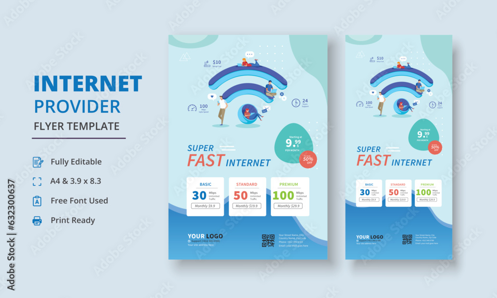 Super Fast Fiber Broadband Flyer, Internet Service Provider Flyer ...