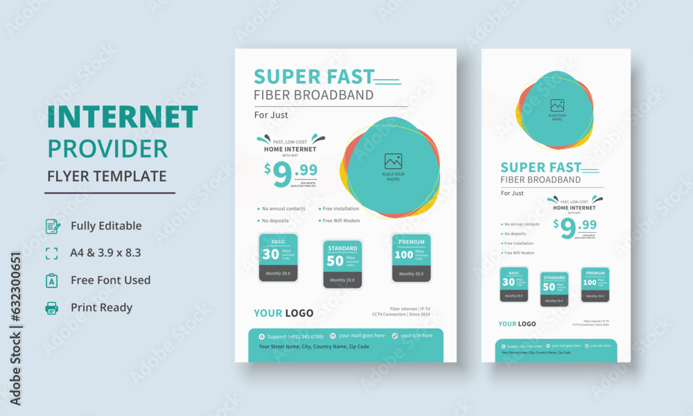 Super Fast Fiber Broadband Flyer, Internet Service Provider Flyer ...