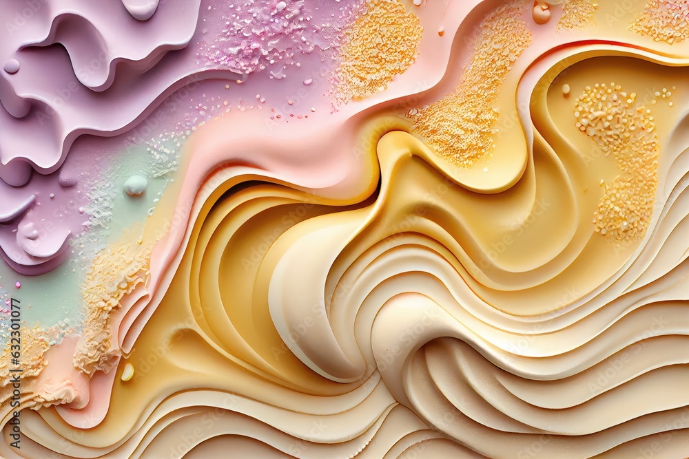 Melted Caramel Texture, Ice Cream Waves, Smooth Icecream Background ...