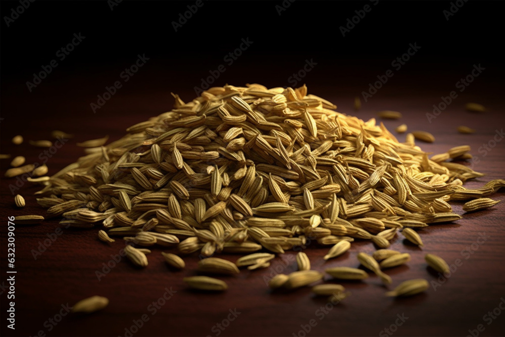An image capturing whole cumin seeds, known for their warm and earthy ...