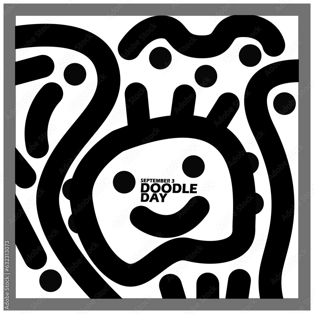 Simple doodle graffiti with bold text in gray frame on white background ...