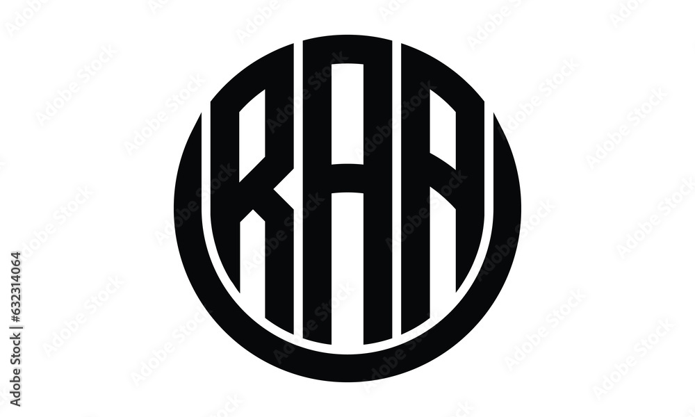RAA shield in circle logo design vector template. lettermrk, wordmark ...