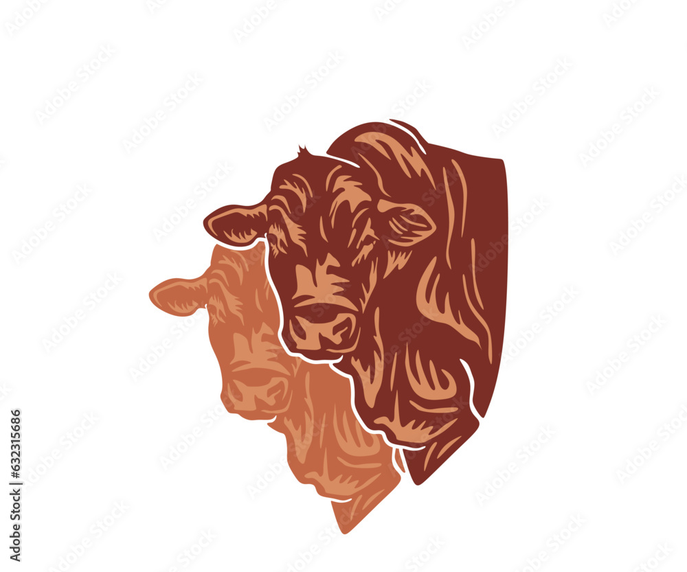 BEEFMASTER COW HEAD LOGO, silhouette of great cattle face vector ...