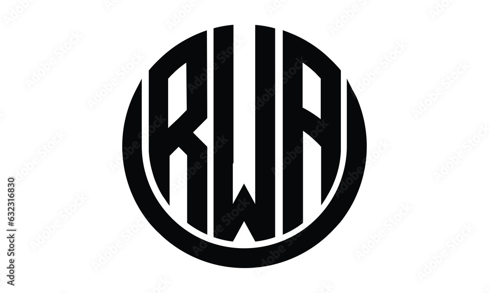 RWA shield in circle logo design vector template. lettermrk, wordmark ...