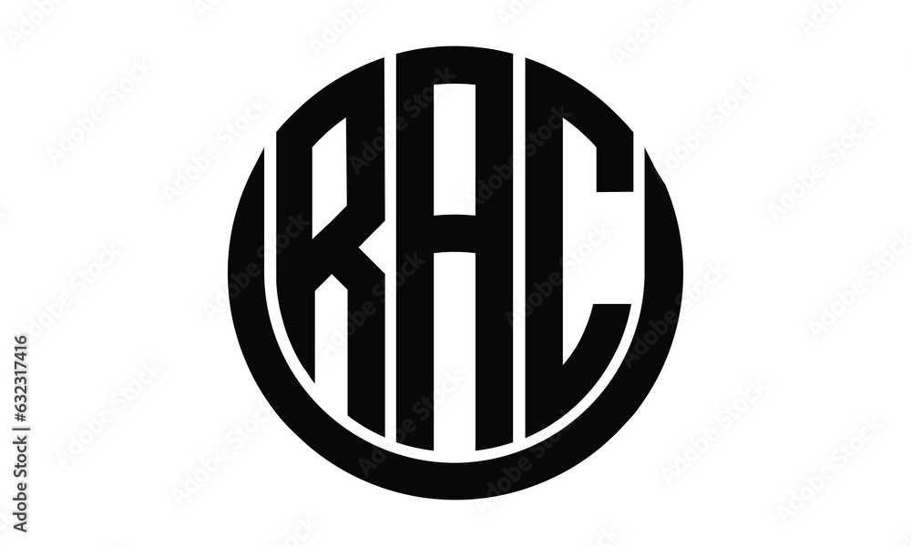 RAC shield in circle logo design vector template. lettermrk, wordmark ...