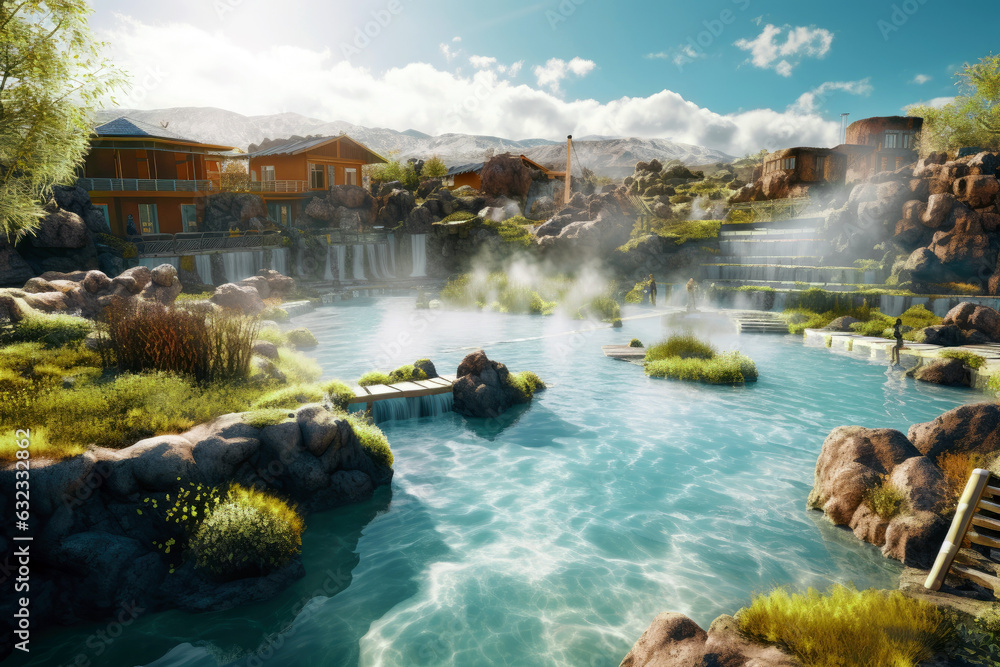 Thermal hot springs, healing Waters, geothermal resorts. Natural ...