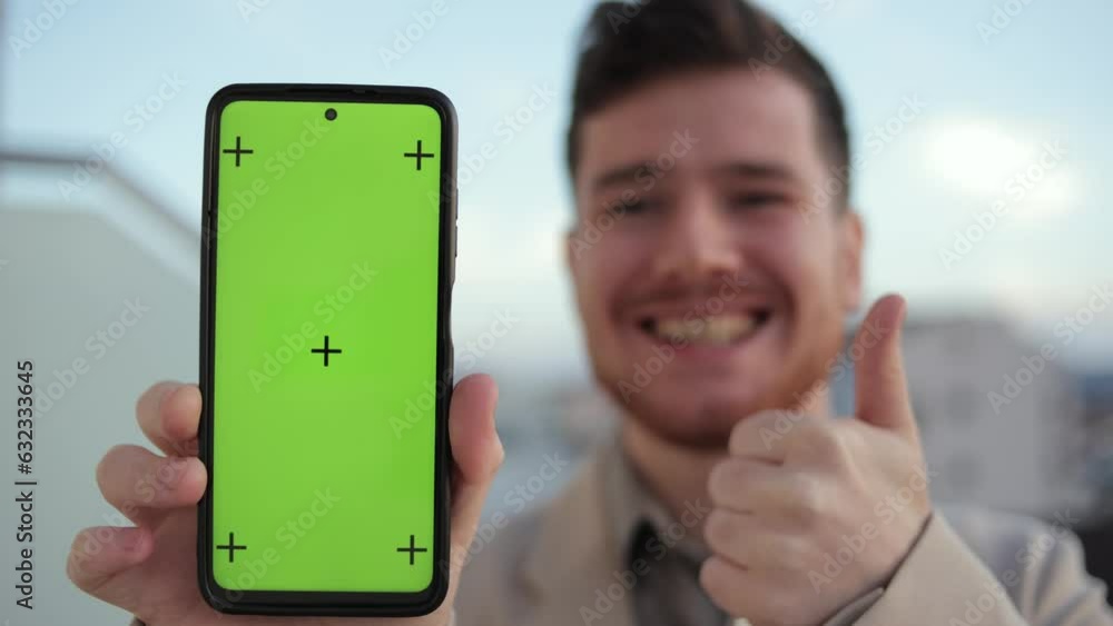 Smartphone vertical orientation with a green screen and tracking dot: a ...