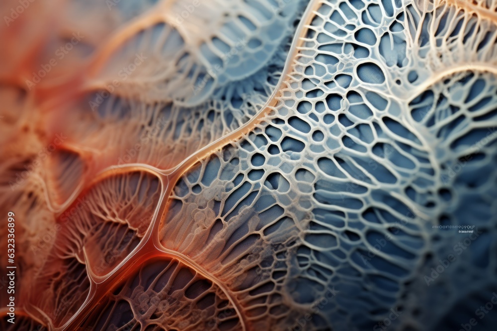 Microscopic macro close-up shot scientific research epithelial tissue ...