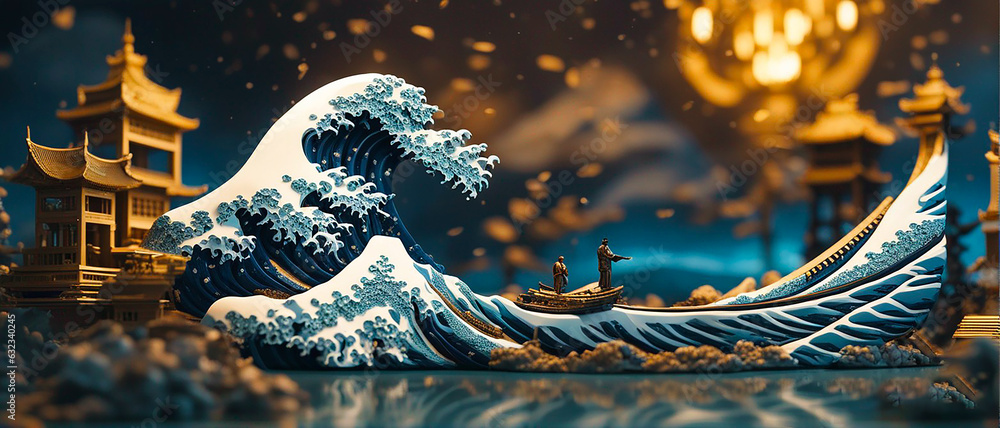 The Great Wave of Kanagawa Diorama: A Stunning 3D Representation of a ...