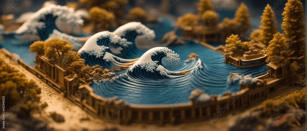 The Great Wave of Kanagawa Diorama: A Stunning 3D Representation of a ...