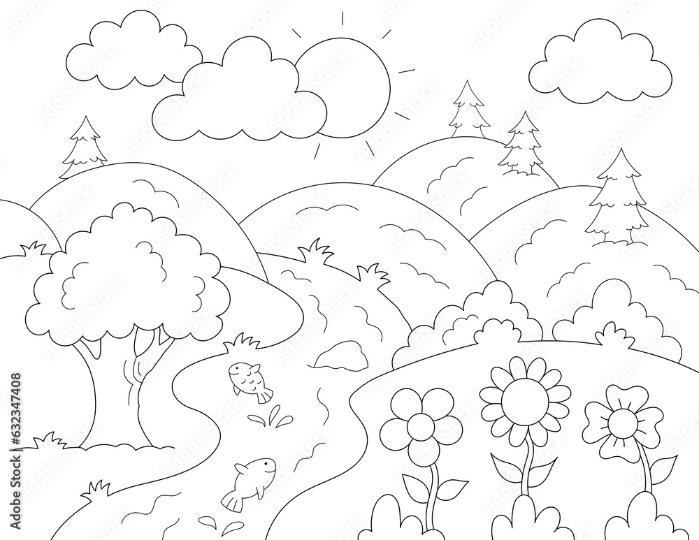 nature coloring page for kids. you can print it on 8.5x11 inch paper ...