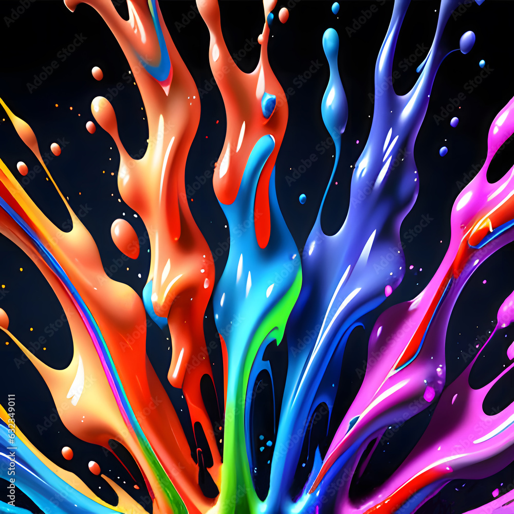 Paint splatter background. Color mix in fluid shapes and droplets Stock ...