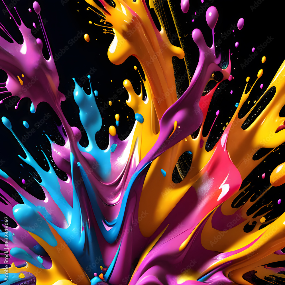 Paint splatter background. Color mix in fluid shapes and droplets Stock ...