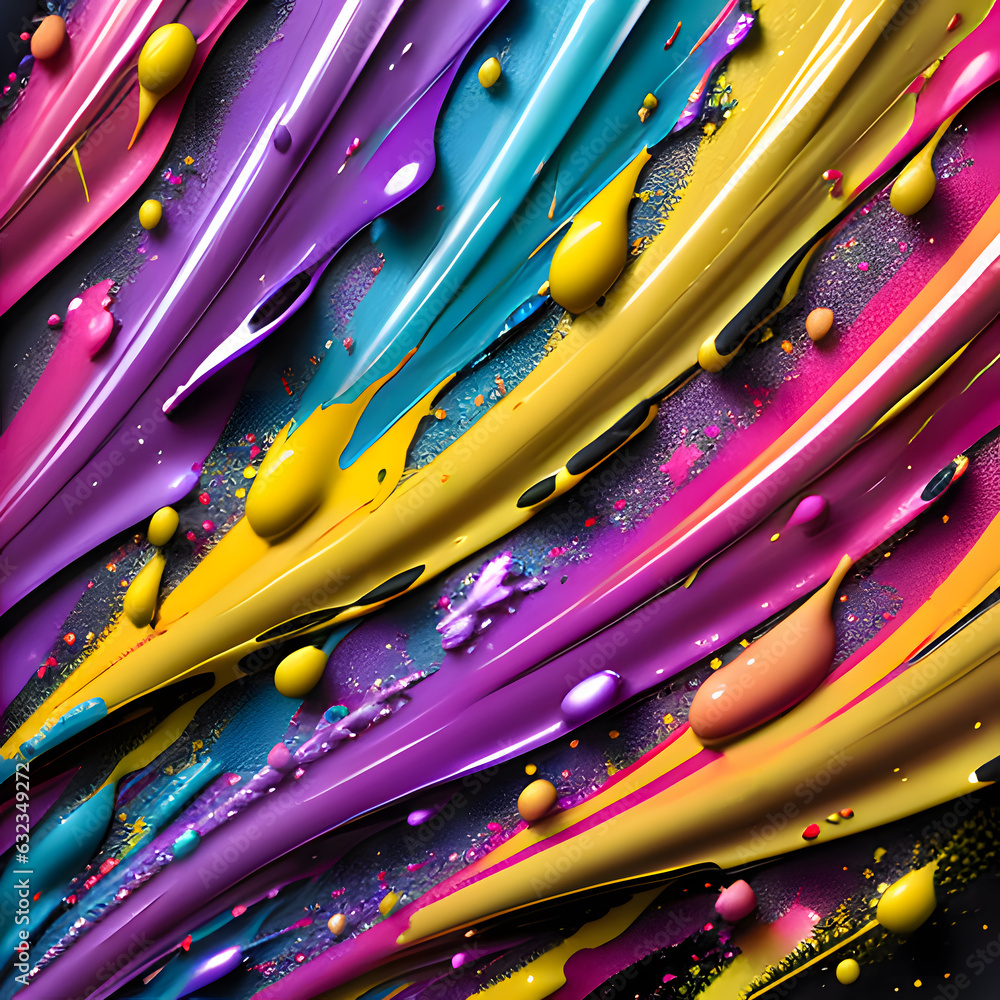 Paint splatter background. Color mix in fluid shapes and droplets Stock ...