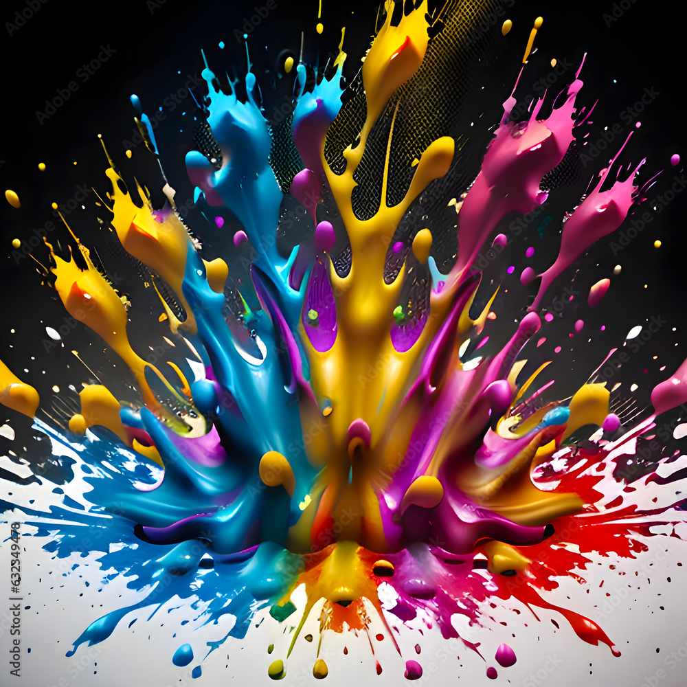 Paint splatter background. Color mix in fluid shapes and droplets Stock ...