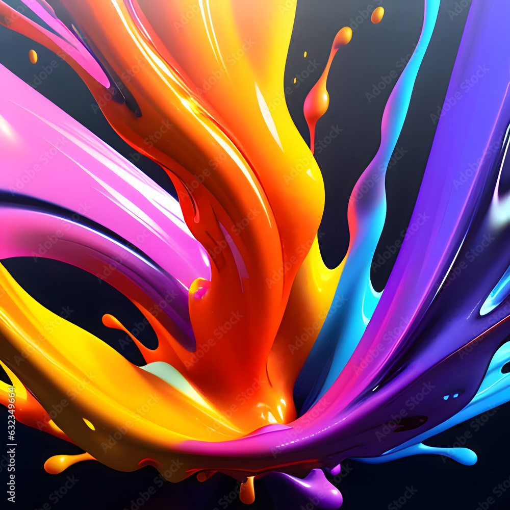 Paint splatter background. Color mix in fluid shapes and droplets Stock ...