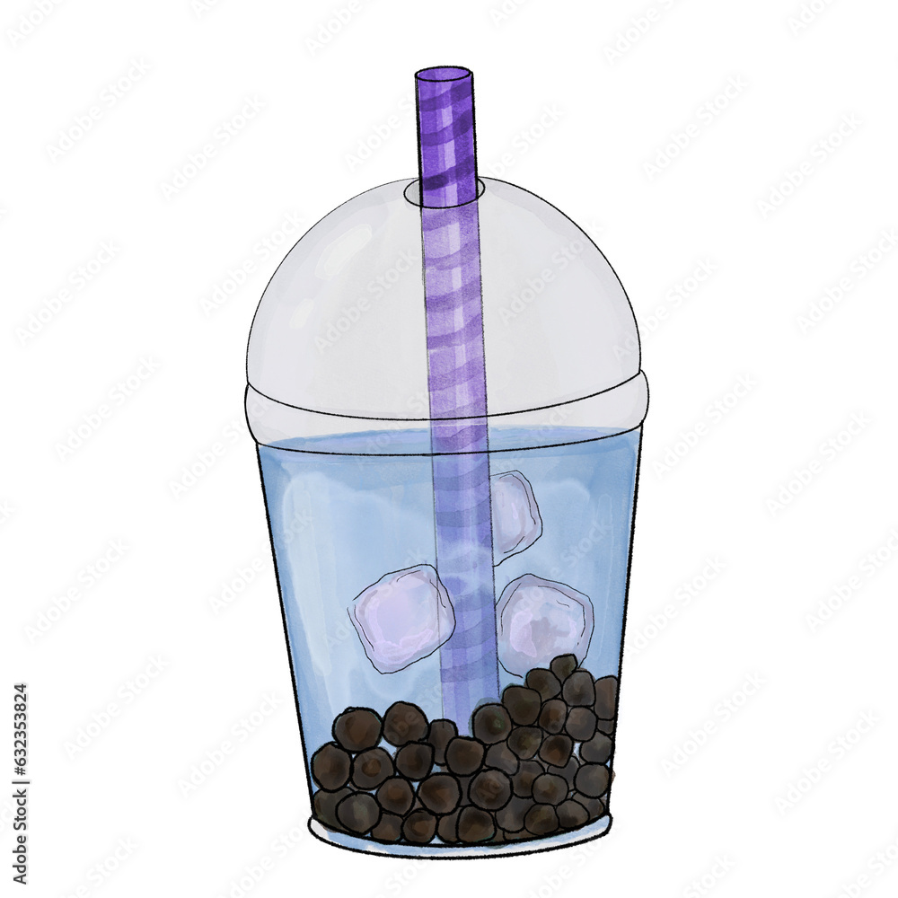 Refreshing fruit milky bubble boba tea blueberry flavor with tapioca ...