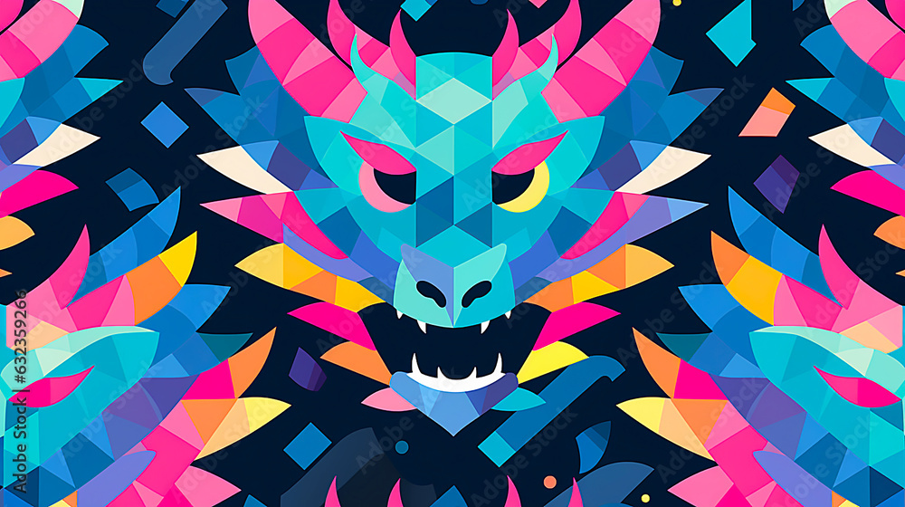 Cool Colorful Chinese Dragon Image Stock Illustration | Adobe Stock