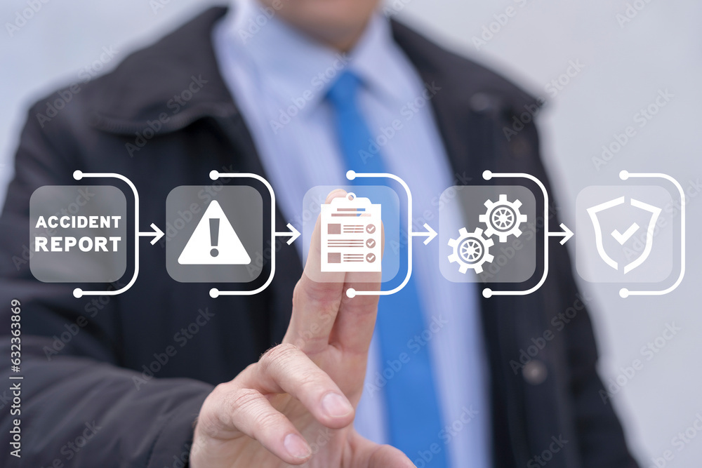 Businessman using virtual touch screen clicks checklist icon and sees ...