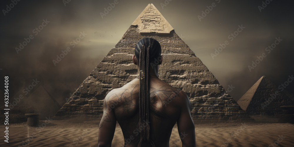 Pharaoh in front of pyramid, history and fantasy concept. Generative AI ...