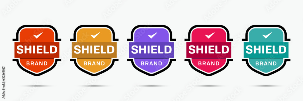 Shield badge logo design with bold outline. Security company logo ...