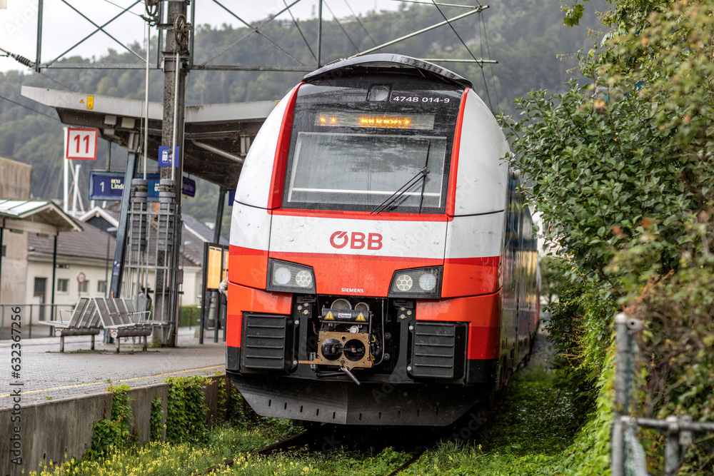 Bregenz, Austria - August 06th 2023: A train of ÖBB at the railway ...