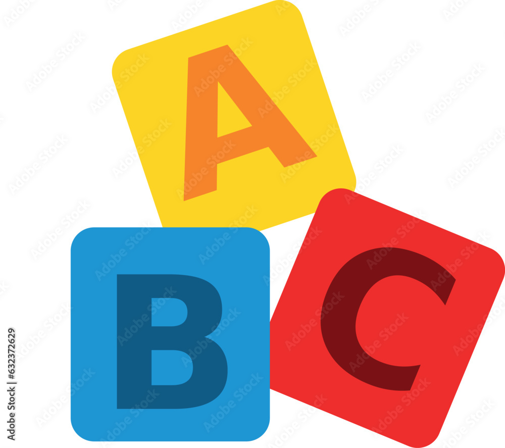 ABC as a flat symbol. Alphabet cubes with letter A, B and C in ...