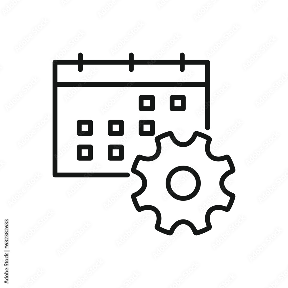 Editable Icon of Setting Calendar Schedule , Vector illustration ...