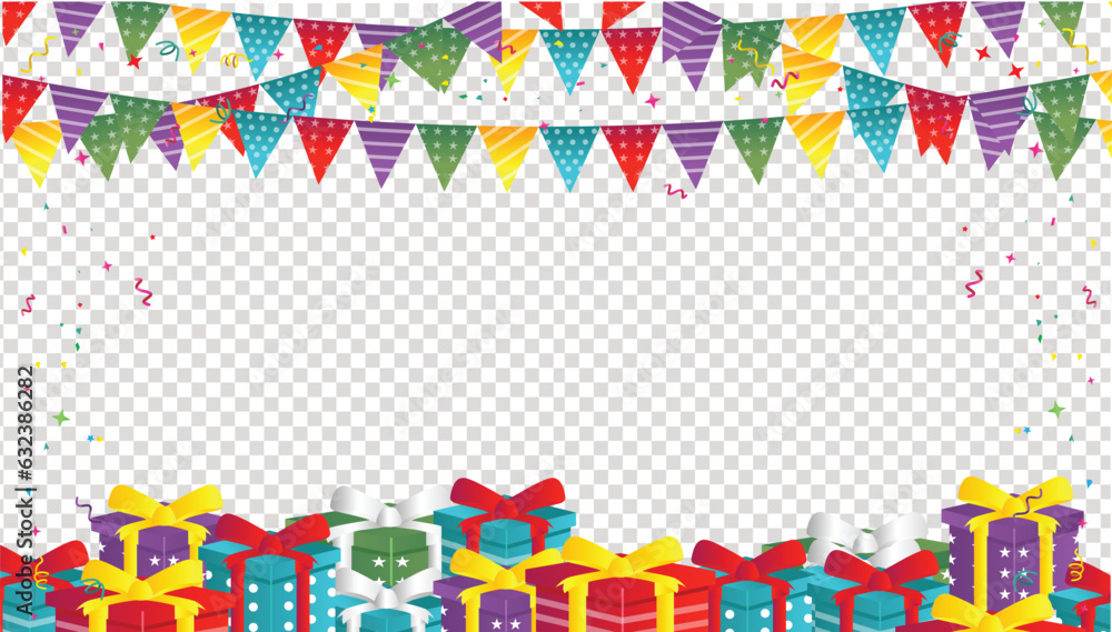 Happy birthday vector transparent background. Colorful happy birthday ...