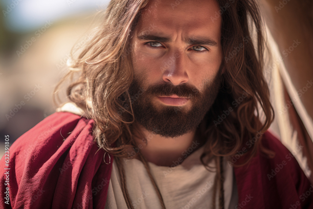 Jesus wearing a red sash in the Parable of the Persistent Widow in Luke ...