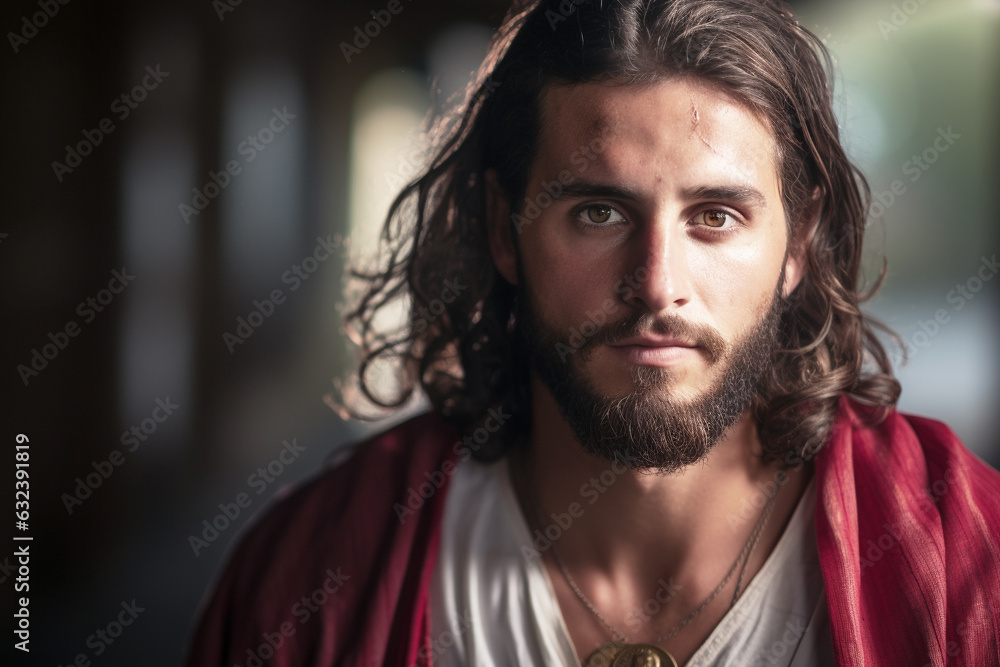 Jesus wearing a red sash in the Parable of the Rich Fool in Luke 12:13 ...