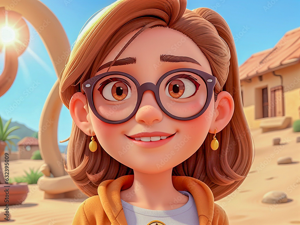 Dibujo animado de mujer joven con lentes feliz Stock Illustration ...