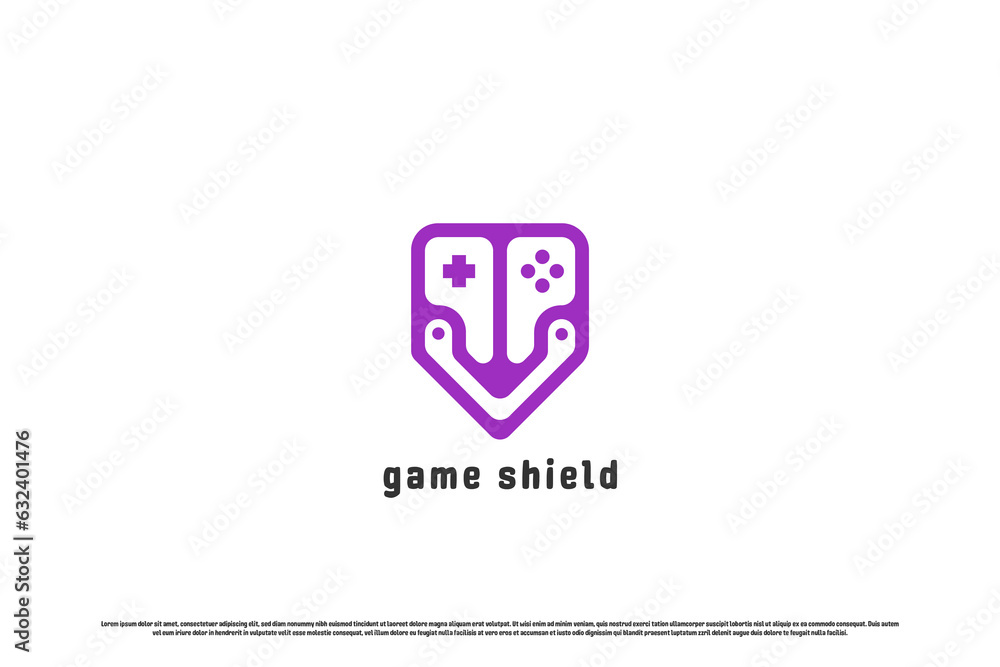 Gaming shield esport logo design illustration. Creative abstract simple ...