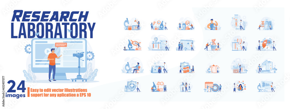 Research laboratory concept illustration, collection of male and female ...
