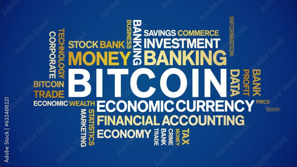Bitcoin animated tag word cloud;text design animation kinetic ...