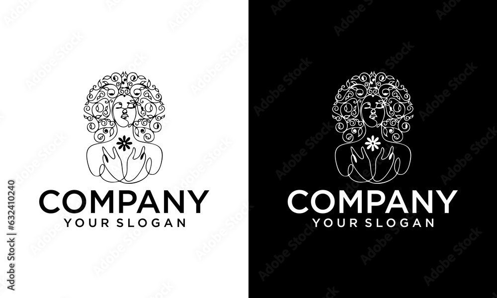 Curly hair emblem template. Hair salon or beauty salon logo design ...