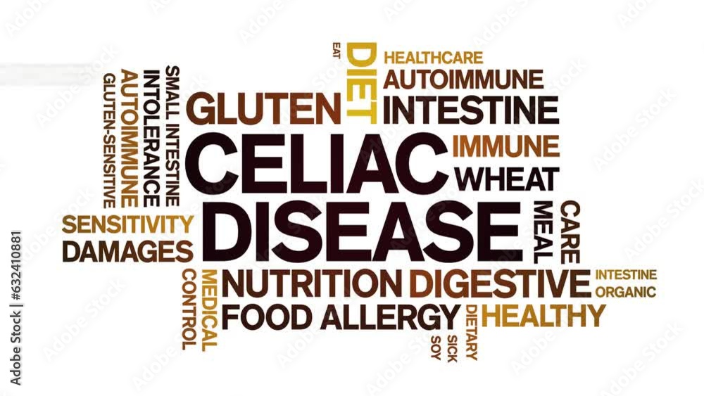 Celiac Disease animated tag word cloud;text design animation kinetic ...