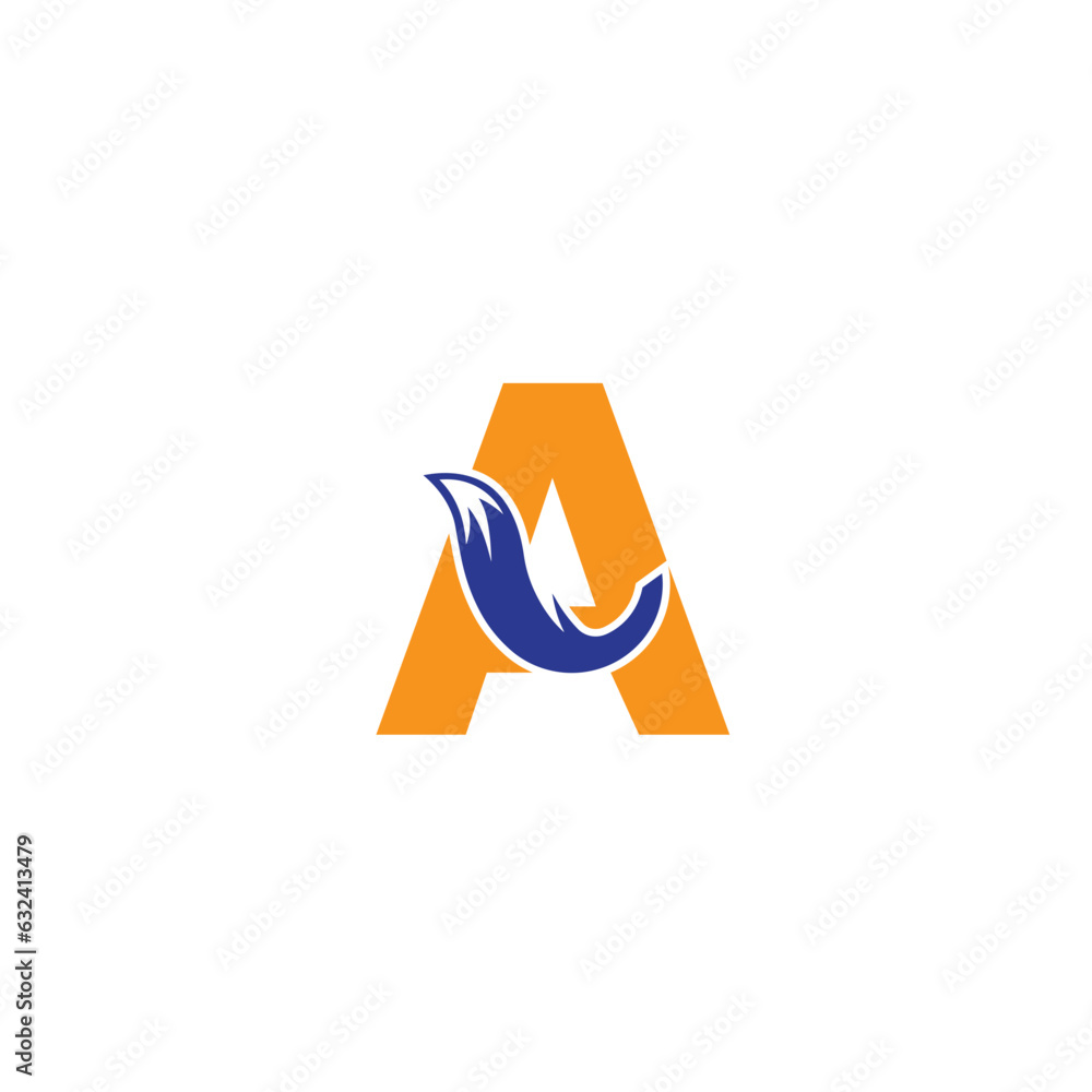 Fox logo template. Origami, material design, flat and latter A style ...
