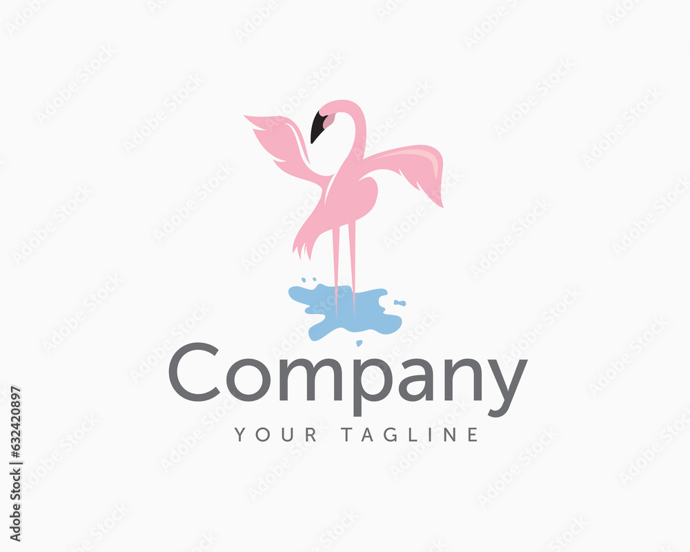 flapping wings flamingo logo symbol design template illustration ...