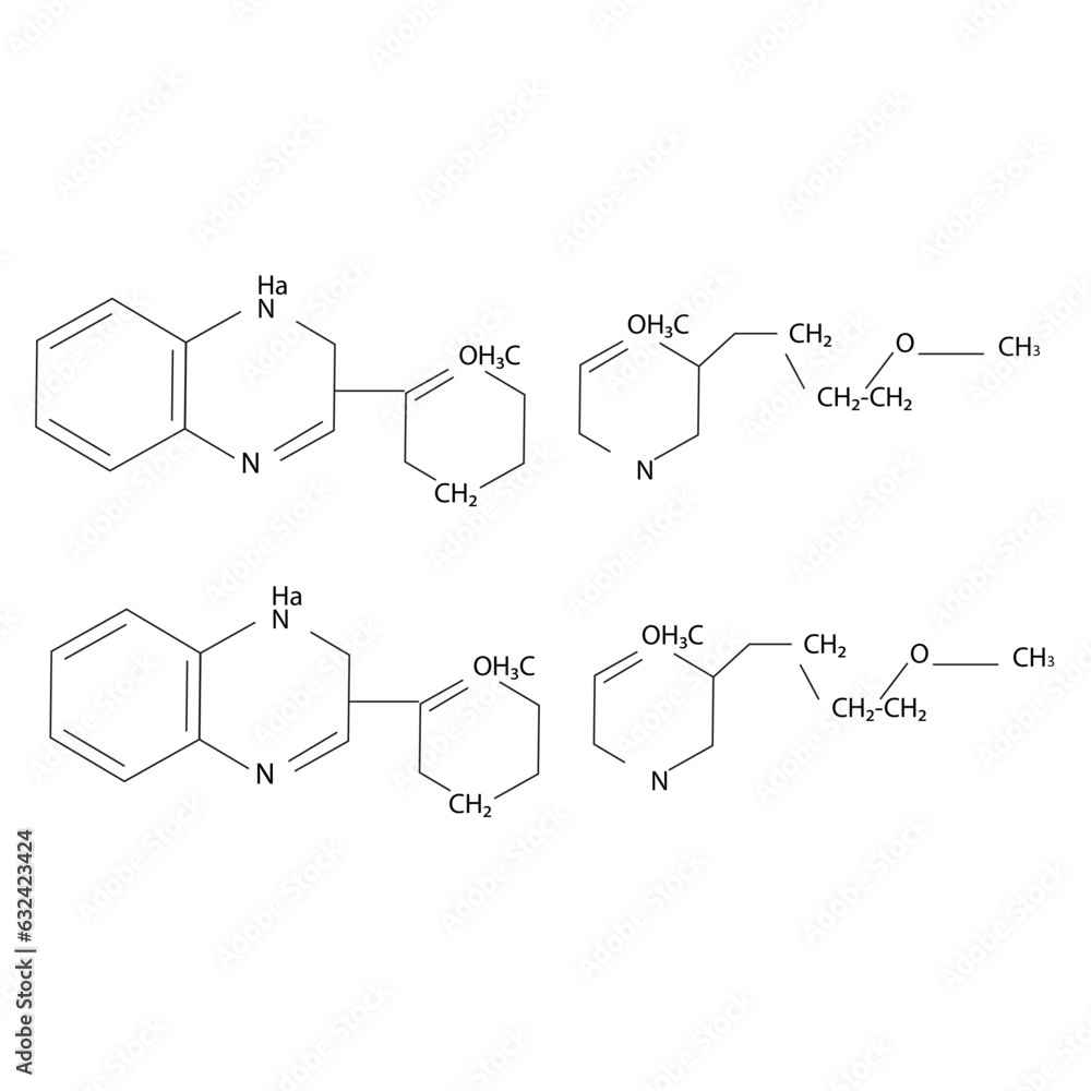 line art chemical formula isolated thin line biochemistry structure ...