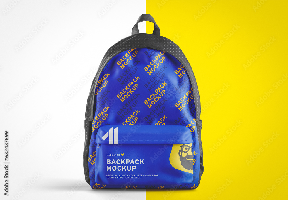 Realistic Backpack Mockup With Front Pocket Stock Template | Adobe Stock