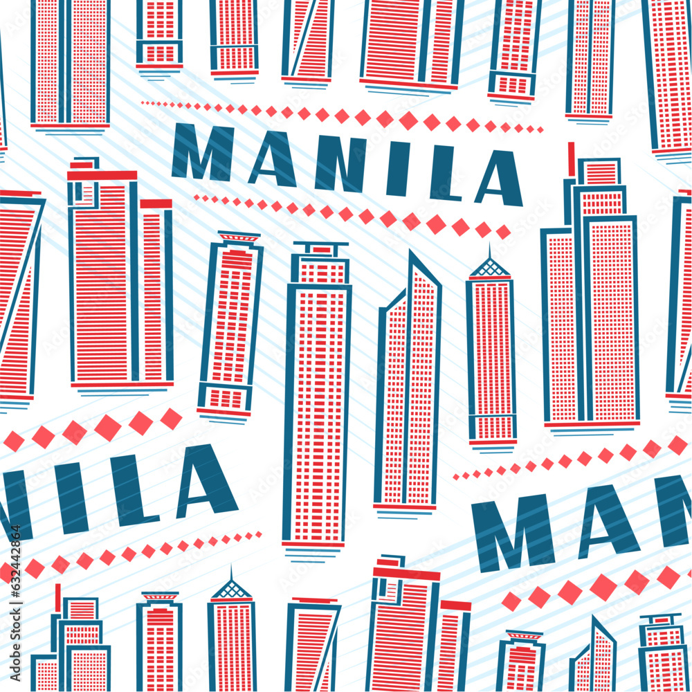 Vector Manila Seamless Pattern, repeating background with illustration ...