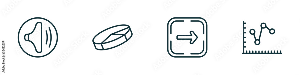 set of 4 linear icons from user interface concept. outline icons ...