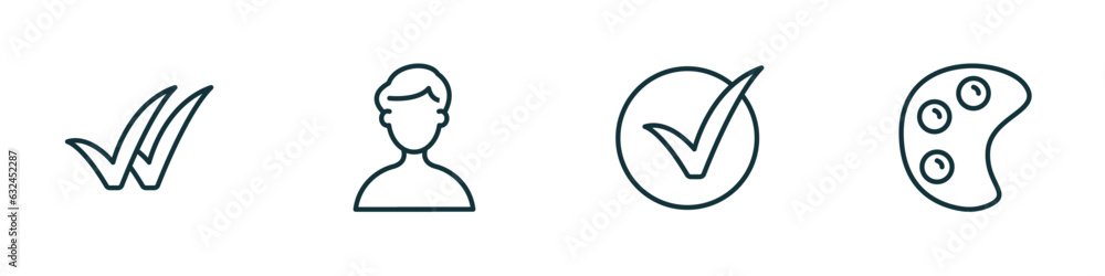 set of 4 linear icons from user interface concept. outline icons ...
